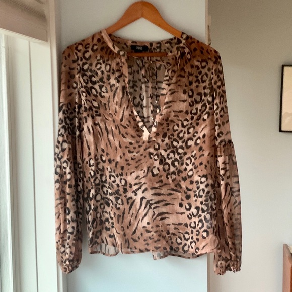 PAIGE | Tops | Leopard Print Sheer Blouse | Poshmark
